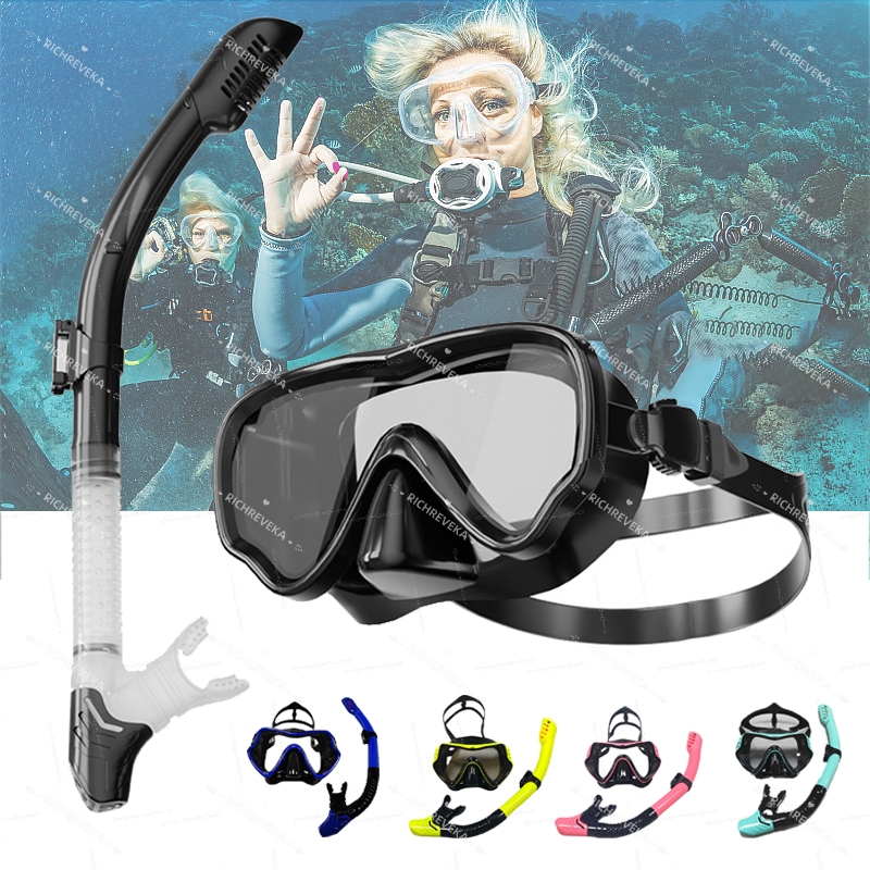 Jual COD Scuba Diving and Snorkel Anti Fog Spearfishing Set Mask Low ...