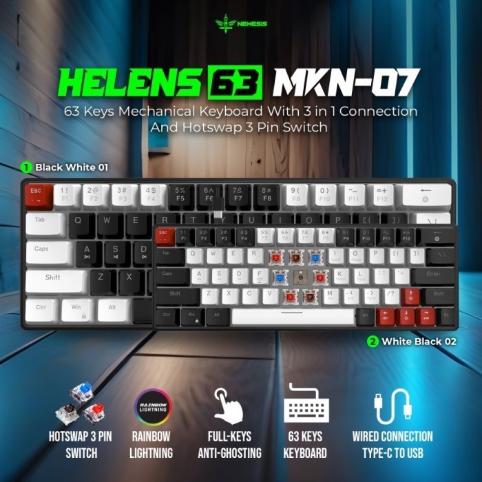 Jual NYK Nemesis/ Helens63/ MKN07 / MKN-07 Wired Mechanical Gaming ...