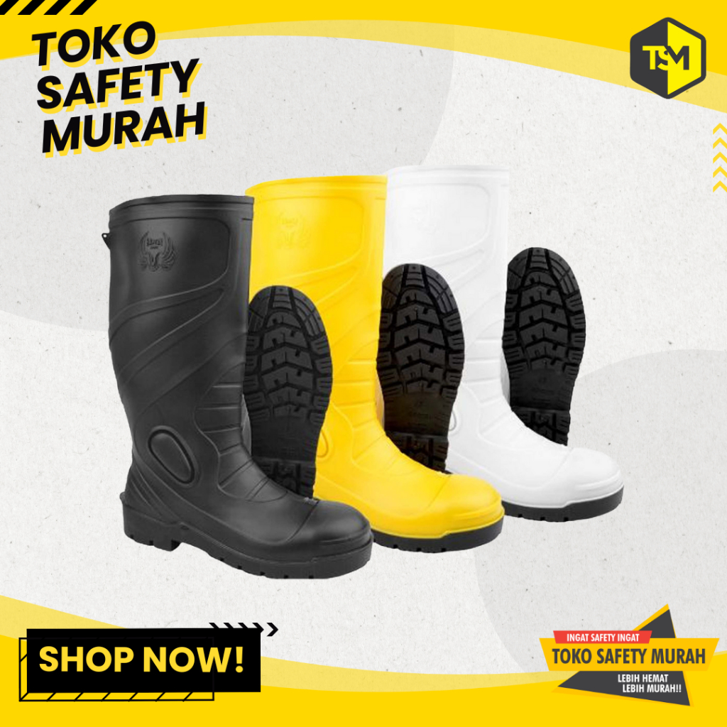 Jual Sepatu Boot Tinggi Safety Toe Cap Besi Anti Slip Anti Licin Sepatu ...