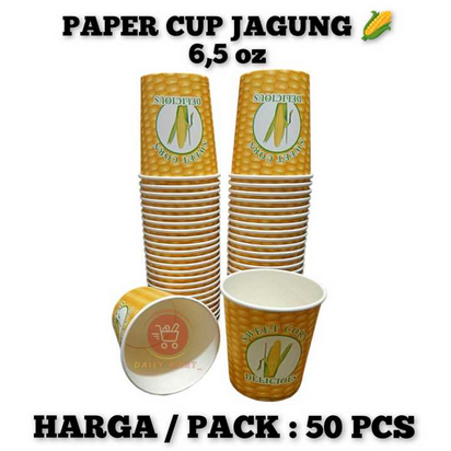 Jual Paper Cup Jagung 6,5oz Isi 50pcs / Gelas Kertas Motif Jagung 6,5oz 50pcs | Shopee Indonesia