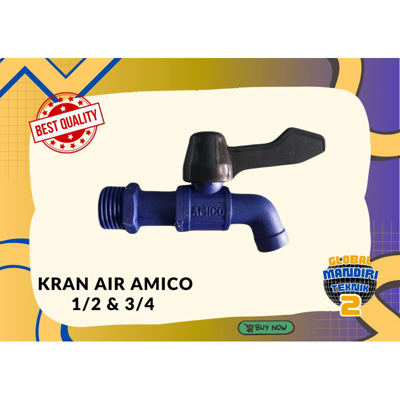 Jual Keran Kran Air PVC Plastik Amico 1/2 inch & 3/4 inch Original ...