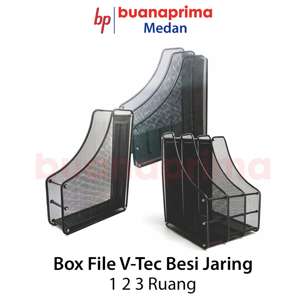 Jual BOX FILE BESI Jaring V-Tec 1 2 3 Ruang Folio Tempat Arsip Hitam ...