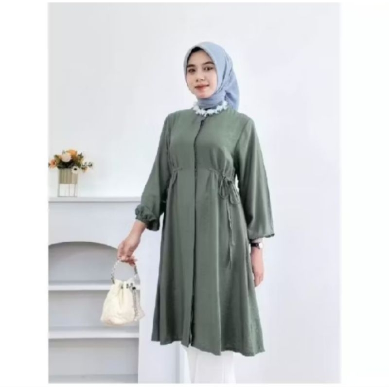 Jual Zeva Long Tunik Wanita Rayon Twill//Baju Atasan Polos Wanita ...