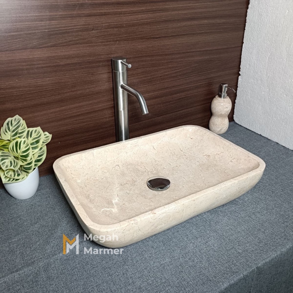 Jual Megah Marmer | Wastafel Marmer Bentuk Kotak Ukuran 50cm Desain ...