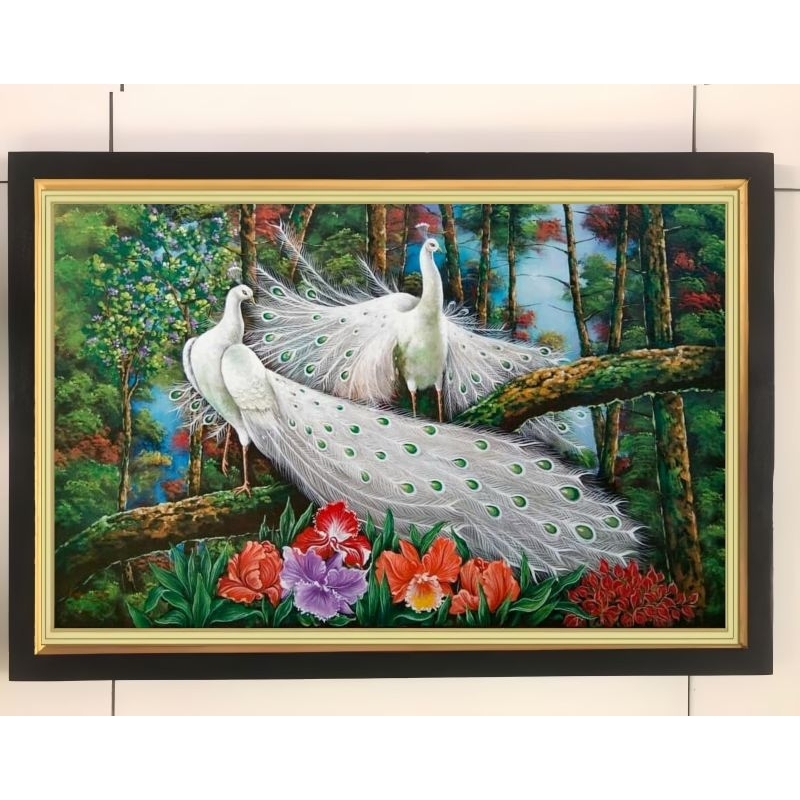 Jual hiasan dinding lukisan cetak merak aesthetic plus bingkai ukuran ...