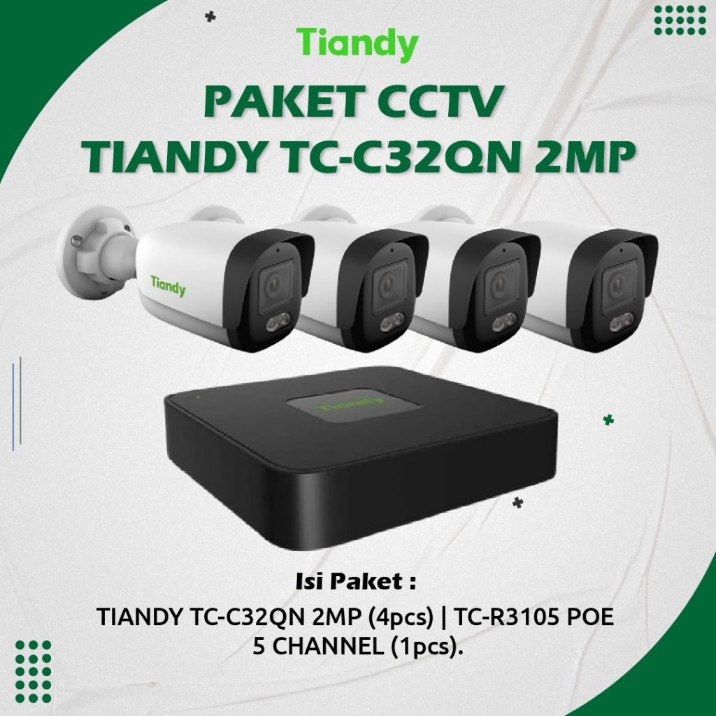 Jual Paket CCTV TIandy TC-C32QN 4 Camera NVR 5 Channel | Shopee Indonesia