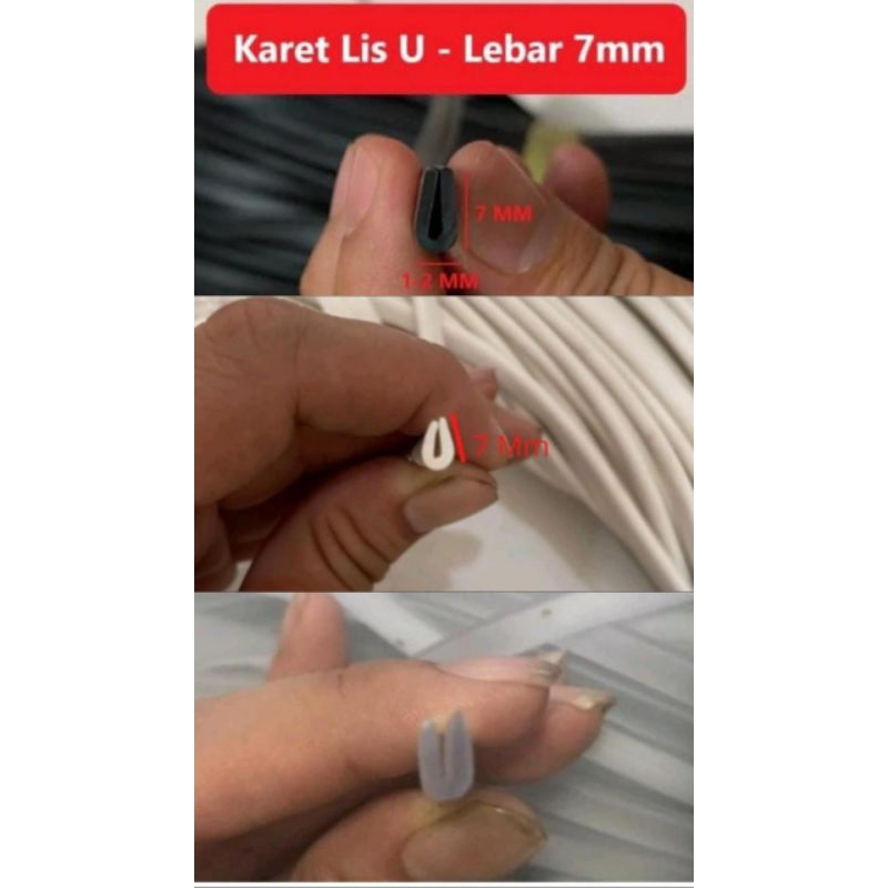 Jual Karet List jepit U List Helm Plat Panel Plat Besi 7MMx3MM | Shopee ...