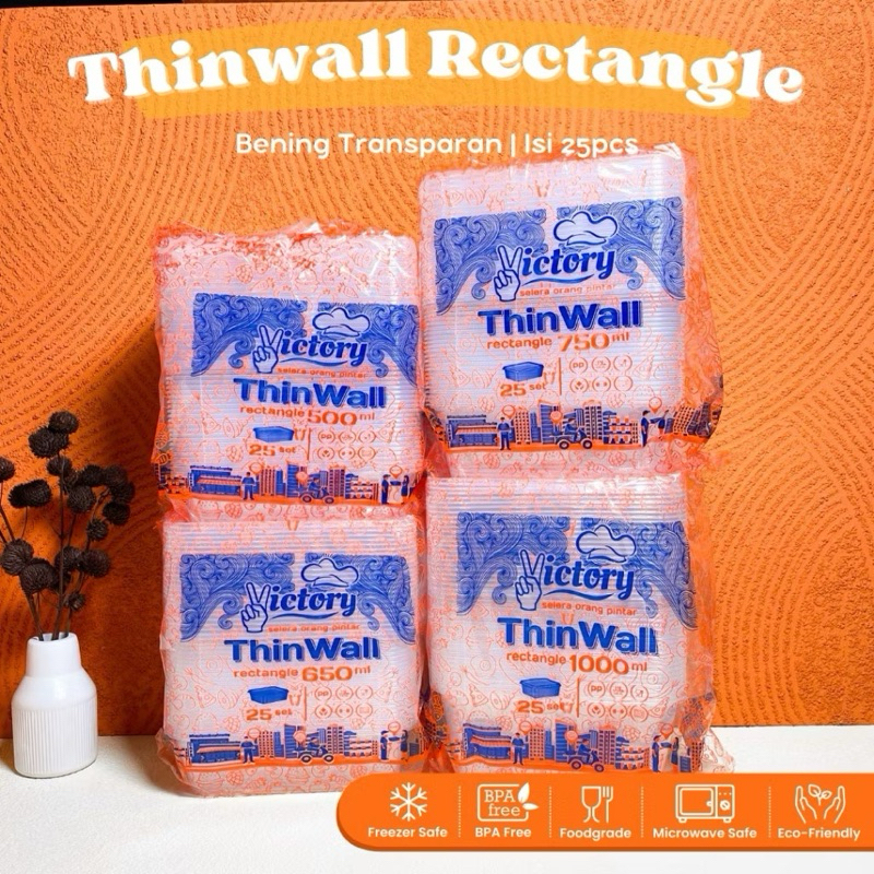 Jual [ISI 25PCS] Thinwall Rectangle Victory 500ml 650ml 750ml 1000ml ...