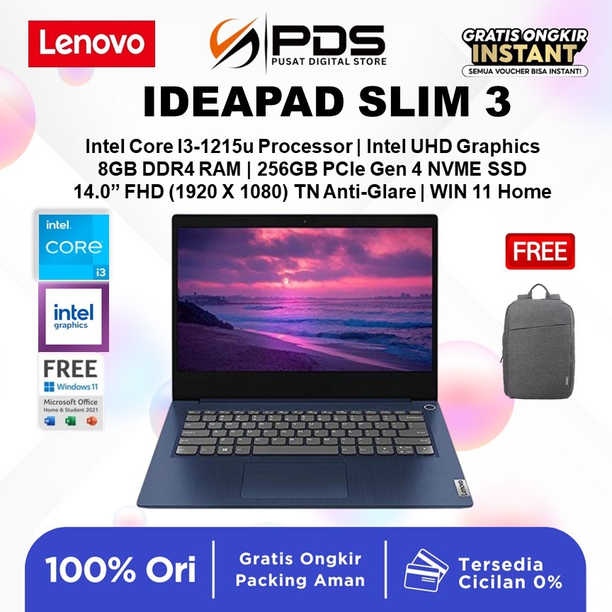 Jual LENOVO Ideapad Slim 3 Intel Core I3-1215 Ram 8GB SSD 256GB 14" FHD ...