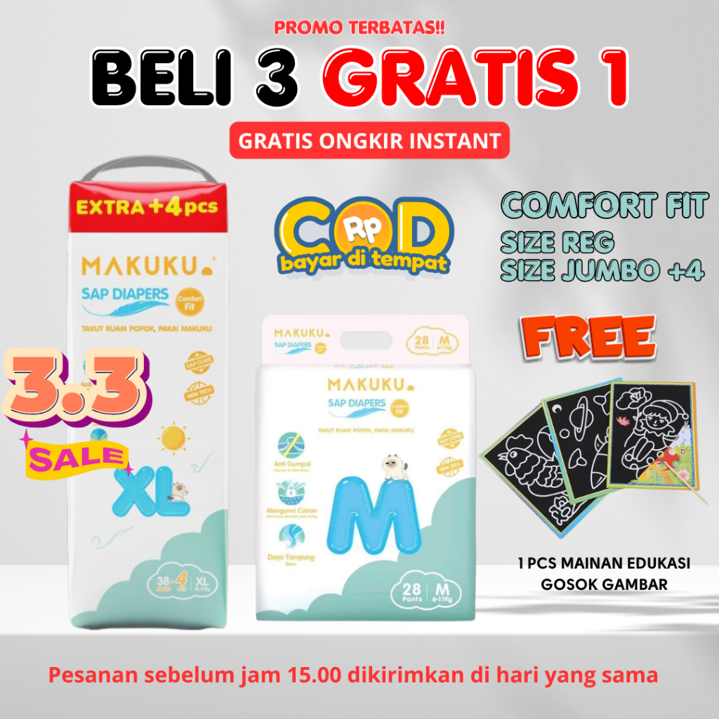Jual KHUSUS LUAR JAWA [4 BALL + FREE GIFT] MAKUKU Comfort Fit x 4 PACK ...