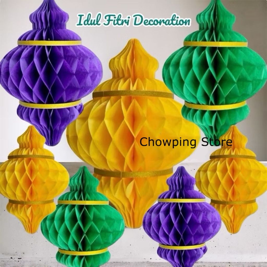 Jual Lampion Kertas Lipat Honeycomb List Gold Dekorasi Ramadhan Idul ...