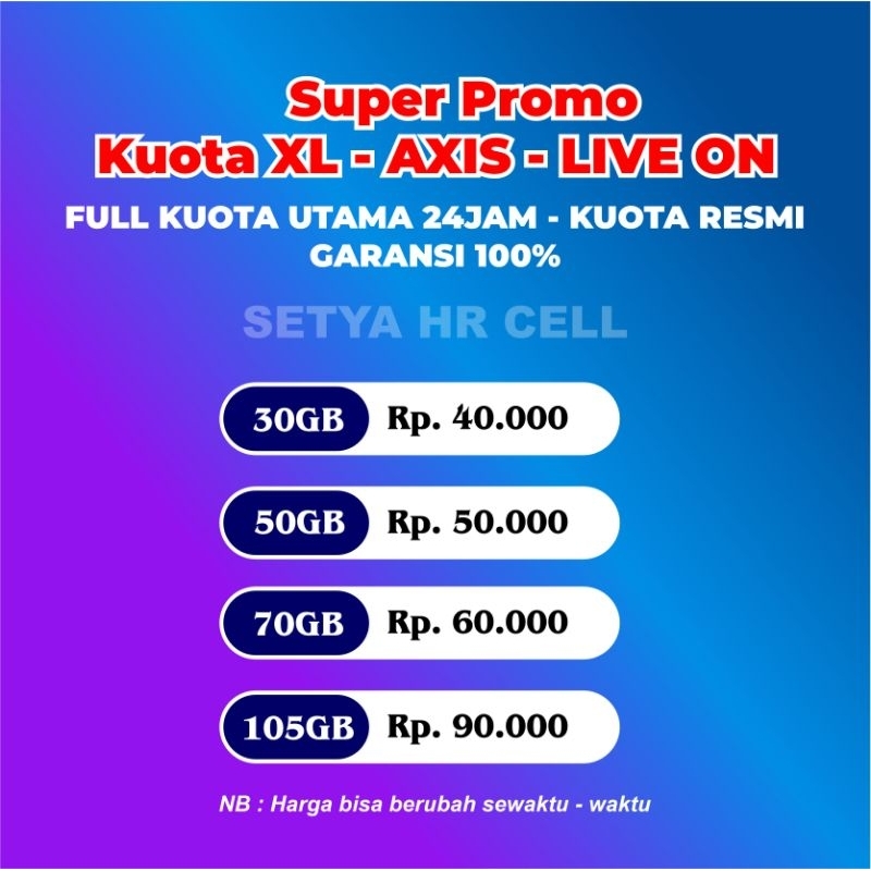 Jual PROMO!!! Kuota XL AXIS LIVE ON Full 24 Jam | Shopee Indonesia