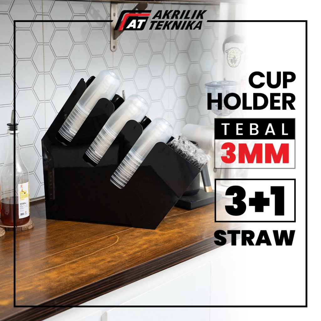 Jual Rak Cup Holder Dispenser Organizer Paper Cup 3 + 1 Straw | Shopee ...