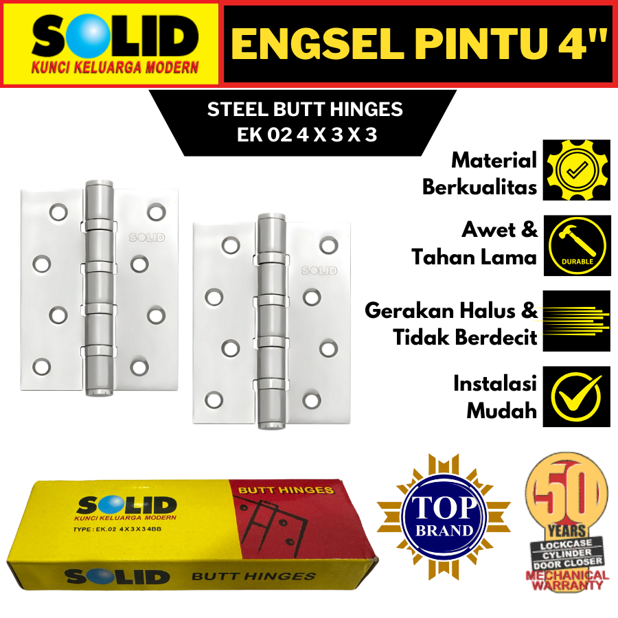 Jual SOLID ENGSEL PINTU 4" Ek 02 4" x 3" x 3 4BB ENGSEL SOLID 4 INCH ...
