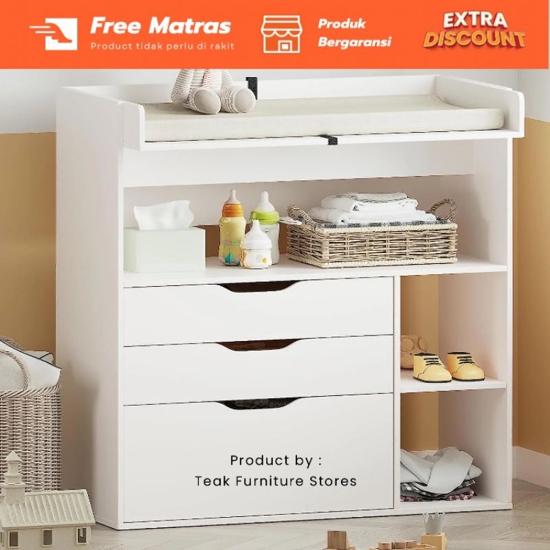 Jual Baby Tafel Murah Putih / Changing Tabel Murah / Lemari Bayi Murah ...