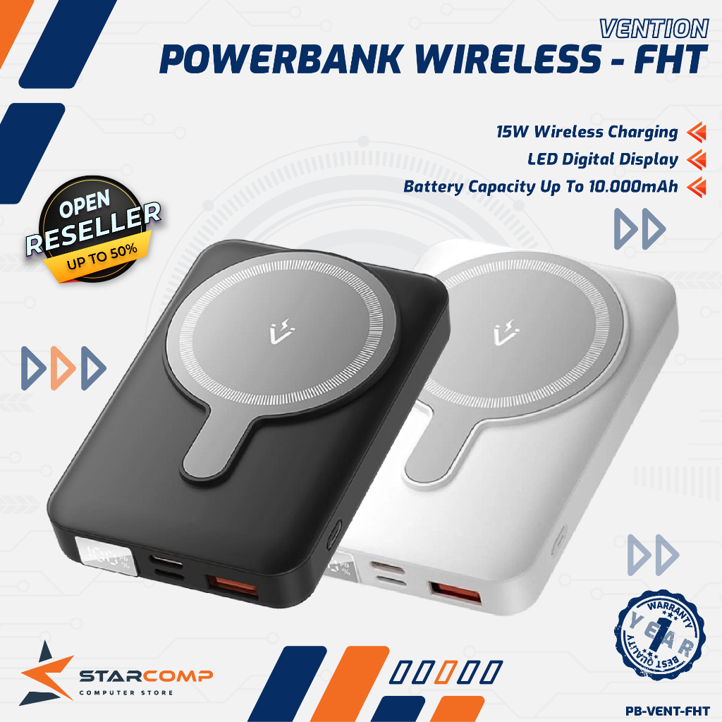 Jual Vention FHT Power bank 10000mAh Magnetic Wireless Powerbank ...