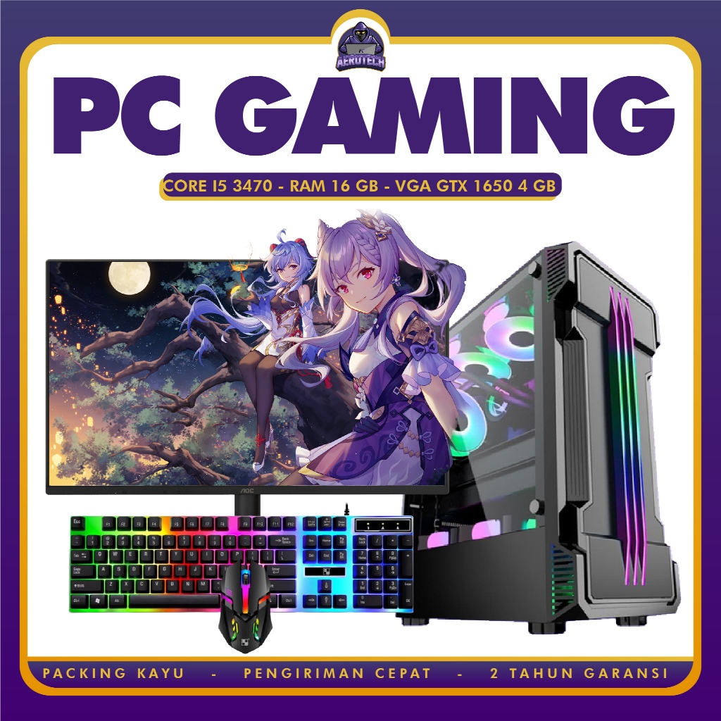 Jual PC Rakitan Gaming I5 3470 Ram 16 GB Vga 8 GB Led 24 Inch 100 Hz Siap Desain Dan Live ...