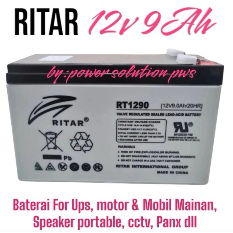Jual Battery UPS ICa APC PROLINK Aki Baterai Ritar Power RT1290 VRLA ...