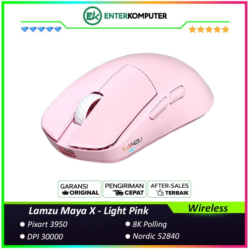 Jual Lamzu Maya X Ultralight Ergonomic Wireless Gaming Mouse - Light Pink | Shopee Indonesia