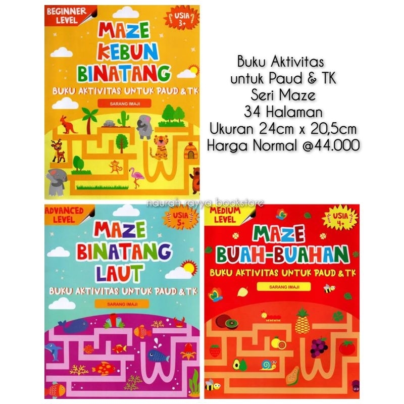 Jual Buku Aktivitas untuk Anak Paud & TK - Maze Kebun Binatang | Buah ...