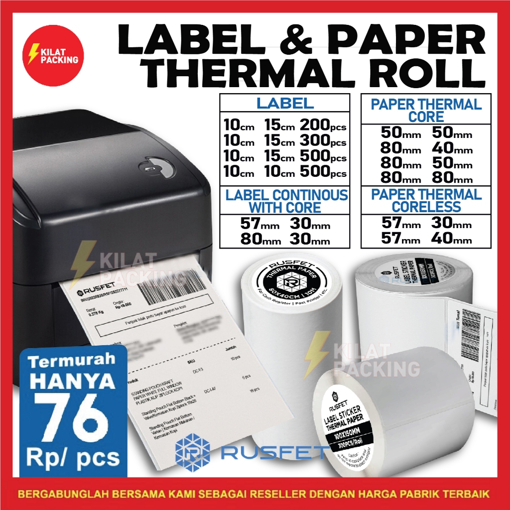 Jual Label Thermal Label Resi Kertas Label Barcode Thermal A6 Label ...