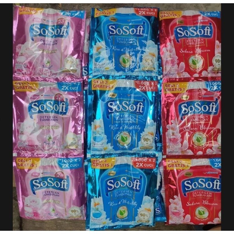 Jual [16 SACHET] SoSoft Detergen Cair Sabun Cuci Detergent Tumbuhan ...