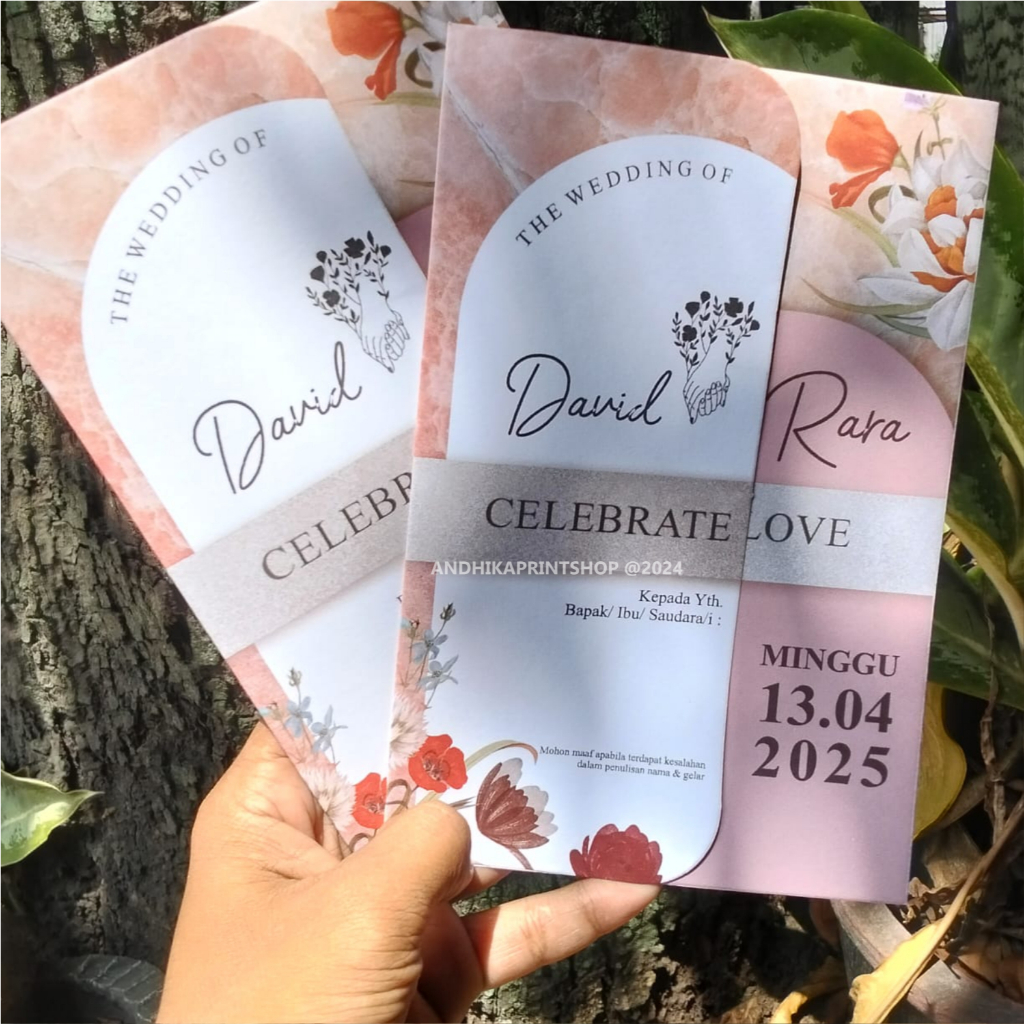 Jual PrintShop Undangan warna peach pink Undangan rustic Undangan ...