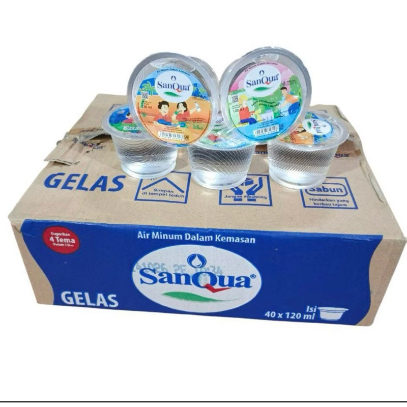 Jual 1 DUS SanQua Air Mineral Kemasan Gelas Mini 120 ml x 40 pcs | Shopee Indonesia