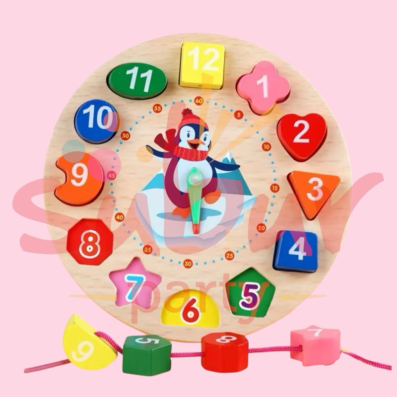 Jual Mainan Anak Jam Penguin Angka Clock Edukasi Wooden Block | Shopee ...