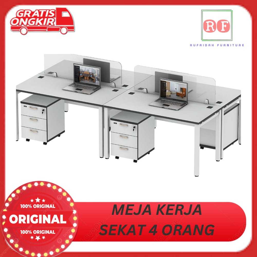 Jual Meja Kantor Sekat 4 Orang / Meja Kerja Minimalis / Partisi Kantor ...