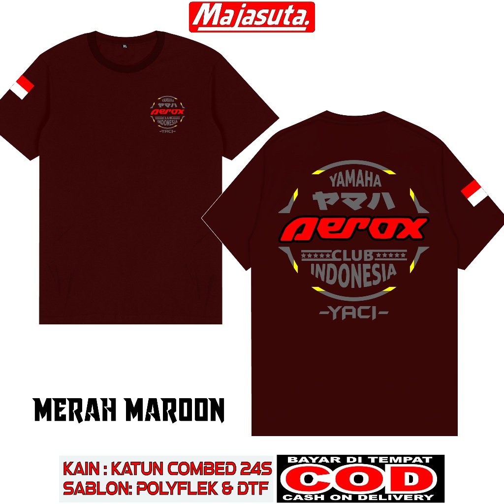 Jual KAOS YAMAHA AEROX CLUB YACI M4 INDONESIA BAHAN KATUN COMBED 24S TEBAL SABLON DTF | Shopee ...