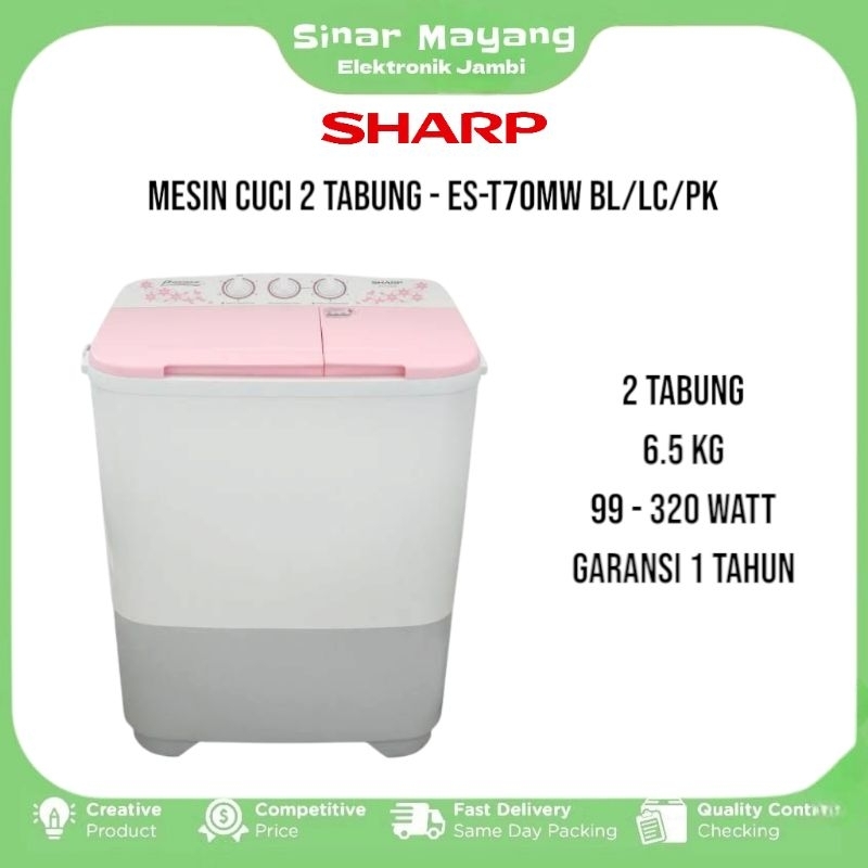 Jual Mesin Cuci SHARP ES-T70MW/ Mesin Cuci 2 Tabung 6.5kg SHARP ...