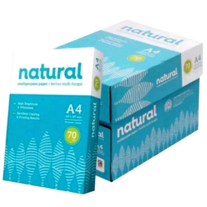 Jual kertas HVS A4 merek natural 70gsm (1 rim) | Shopee Indonesia