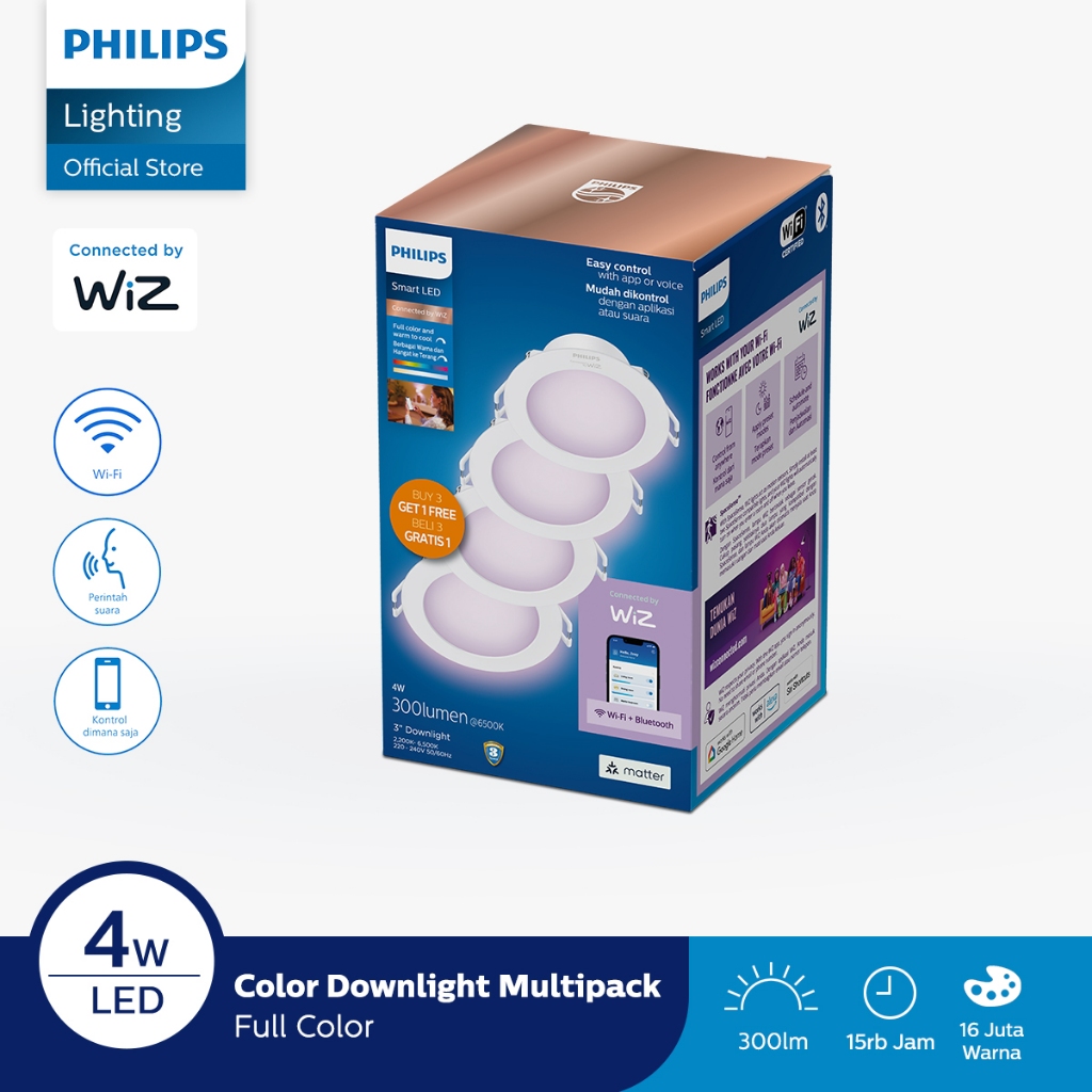 Jual Philips Multipack Smart Wifi LED Downlight RGB Color 4W | Shopee Indonesia