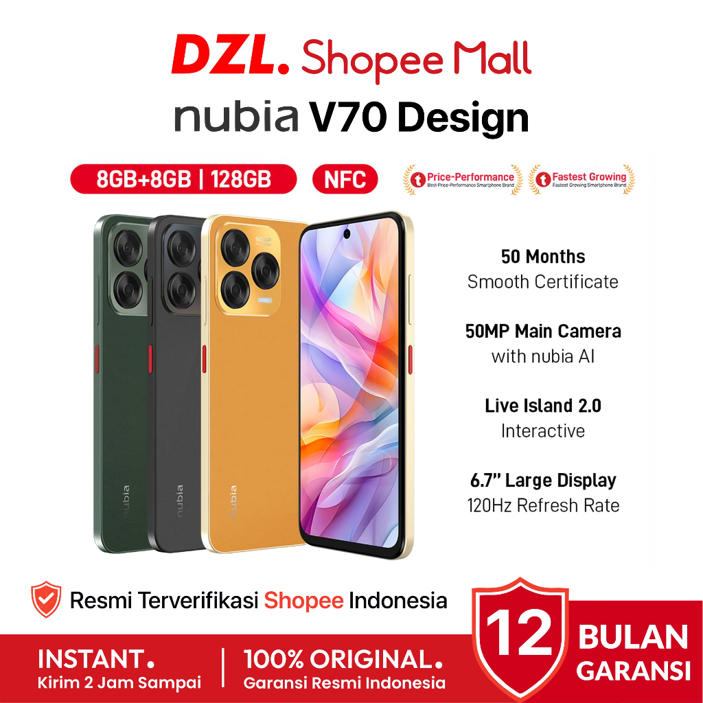 Jual DZL - HP NUBIA V70 Design 8/256 8/128 GB NFC 108MP Original Resmi ...