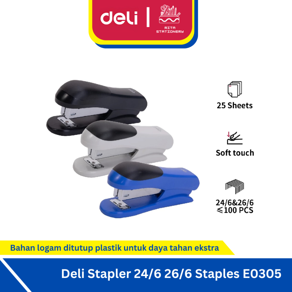 Jual Deli Stapler / Hekter Besar 20 Sheets 24/6 26/6 Staples- E0305 ...