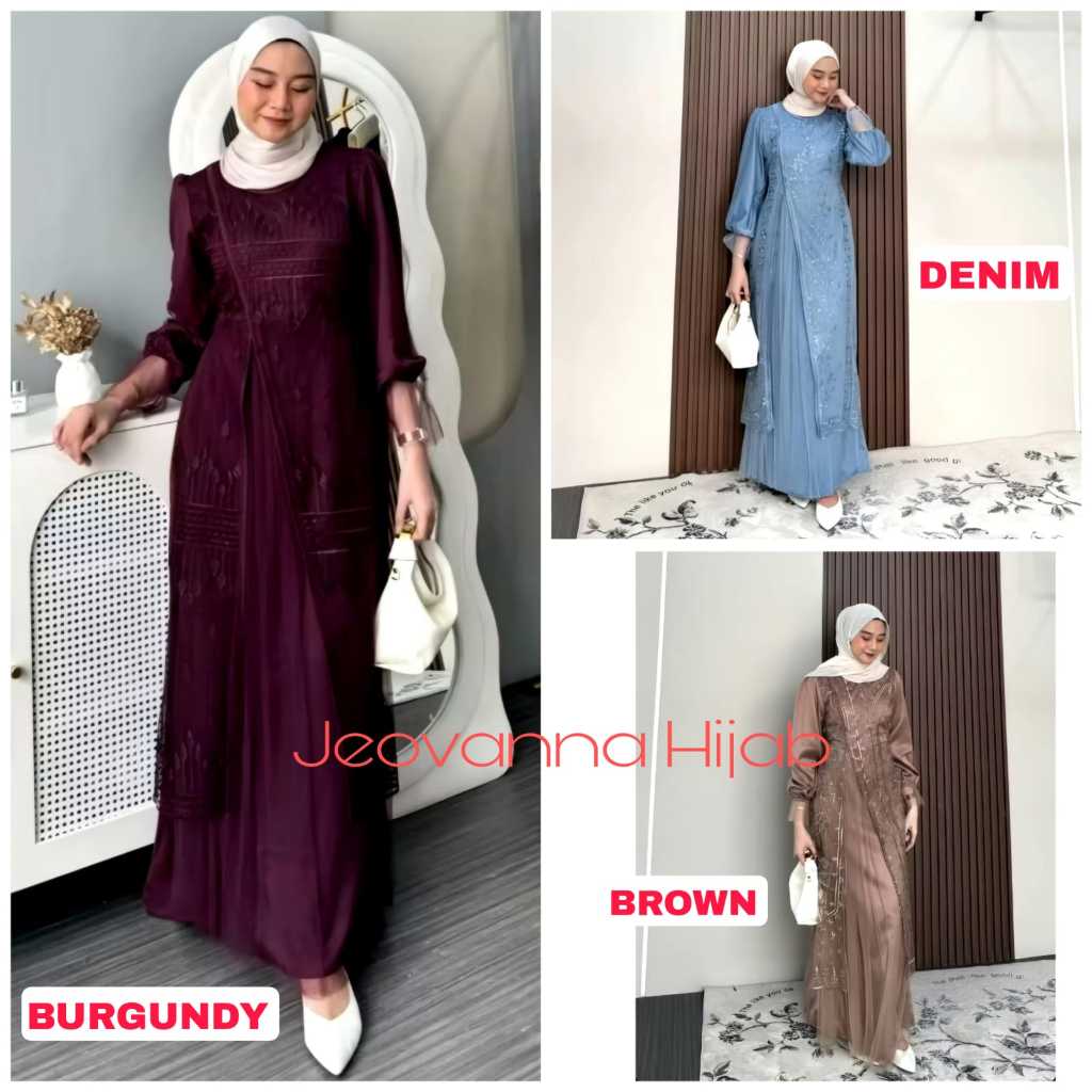 Jual Kinar Gamis Brukat Terbaru Hayya Dress Pakaian Wanita Baju Muslim Lebaran 2025 Burgundy ...