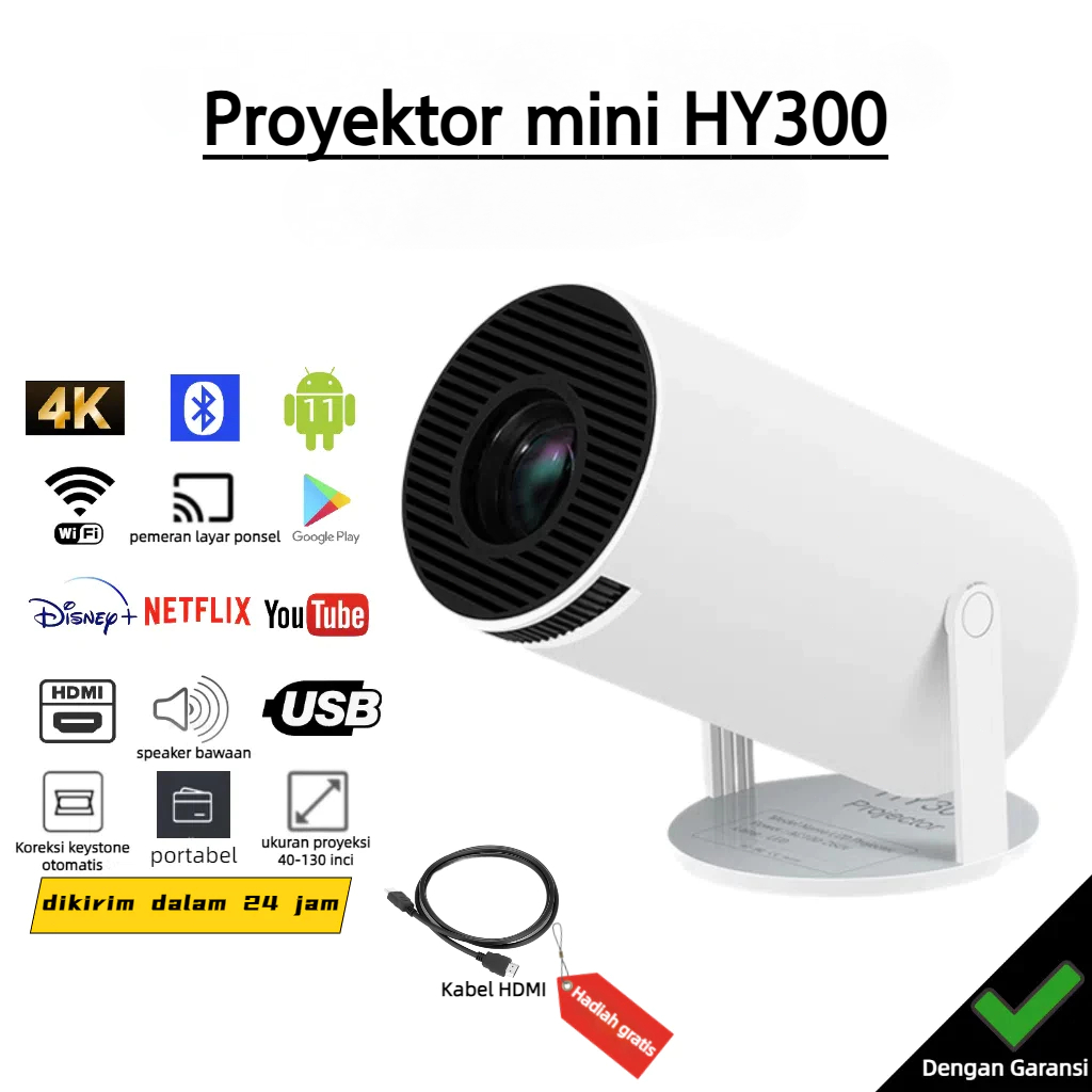 Jual HY300 Pro Proyektor 4K Kamar Tidur Rumah Proyektor 5G Kotak ...