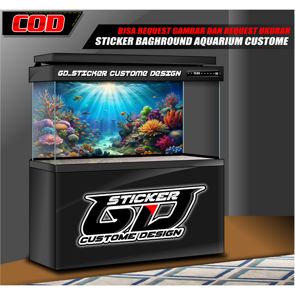 Jual Background Aquarium Stiker Hiasan Dasar Wallpaper Aquascape ...