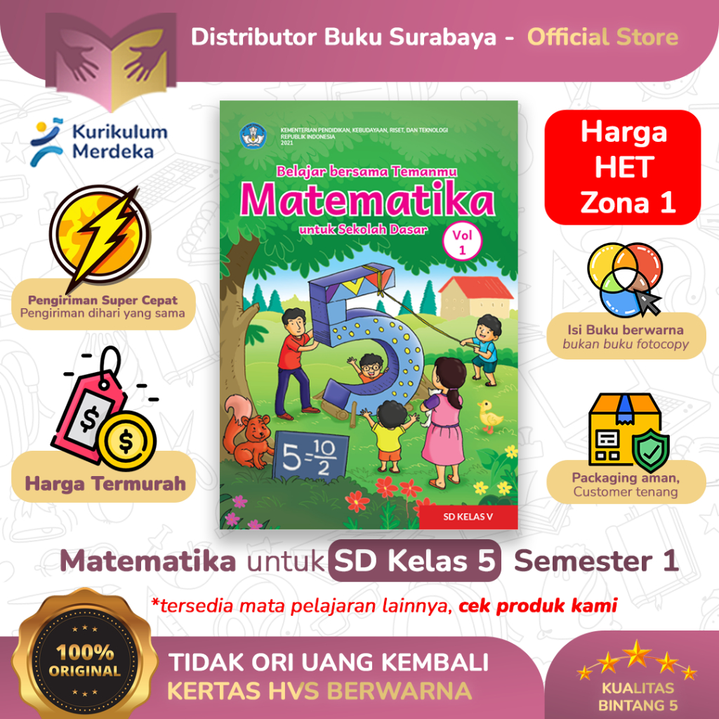 Jual Buku Matematika Kelas 5 SD Semester 1 - Buku Paket Siswa ...