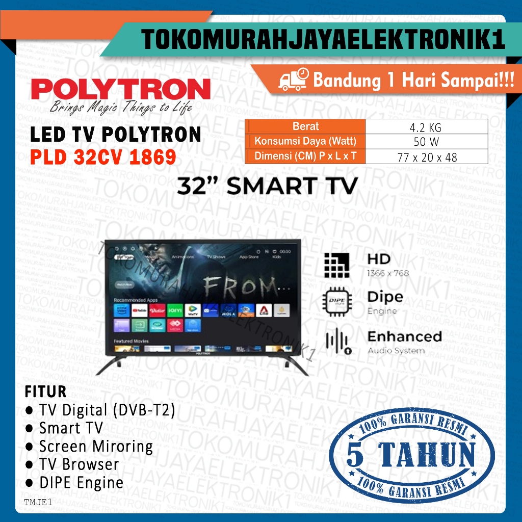 Jual LED TV POLYTRON Smart Lite Digital TV 32 Inch PLD 32CV1869 Garansi Resmi | Shopee Indonesia