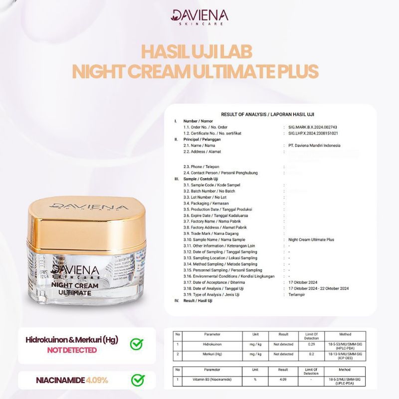 Jual NIGHT CREAM GOLD SERIES | DAVIENA SKINCARE | Shopee Indonesia