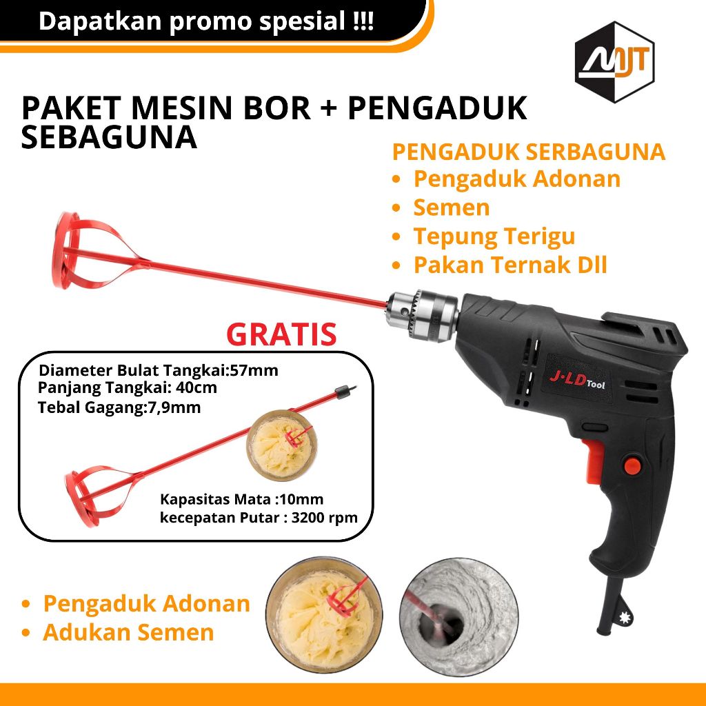 Jual Mesin Bor Listrik Pengaduk Adonan Kue Bor Tangan Jadi Mixer Adonan ...