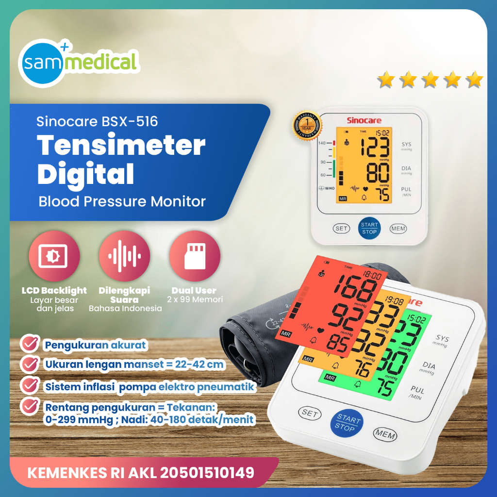 Jual SINOCARE Tensimeter Digital Suara + Indikator Layar / Tensimeter ...
