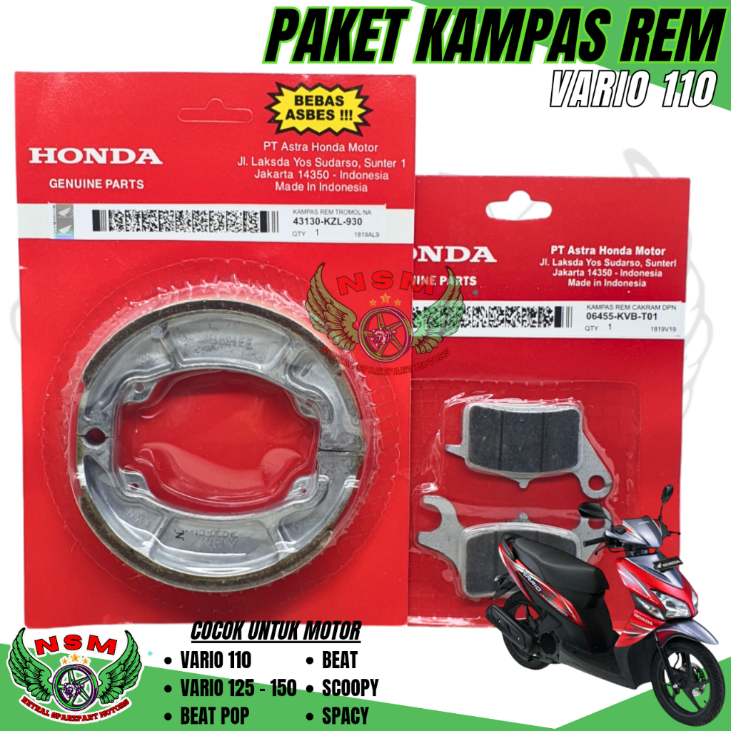 Jual PAKET HEMAT 2 ITEM KAMPAS REM CAKRAM DEPAN VARIO 110 + KAMPAS REM ...