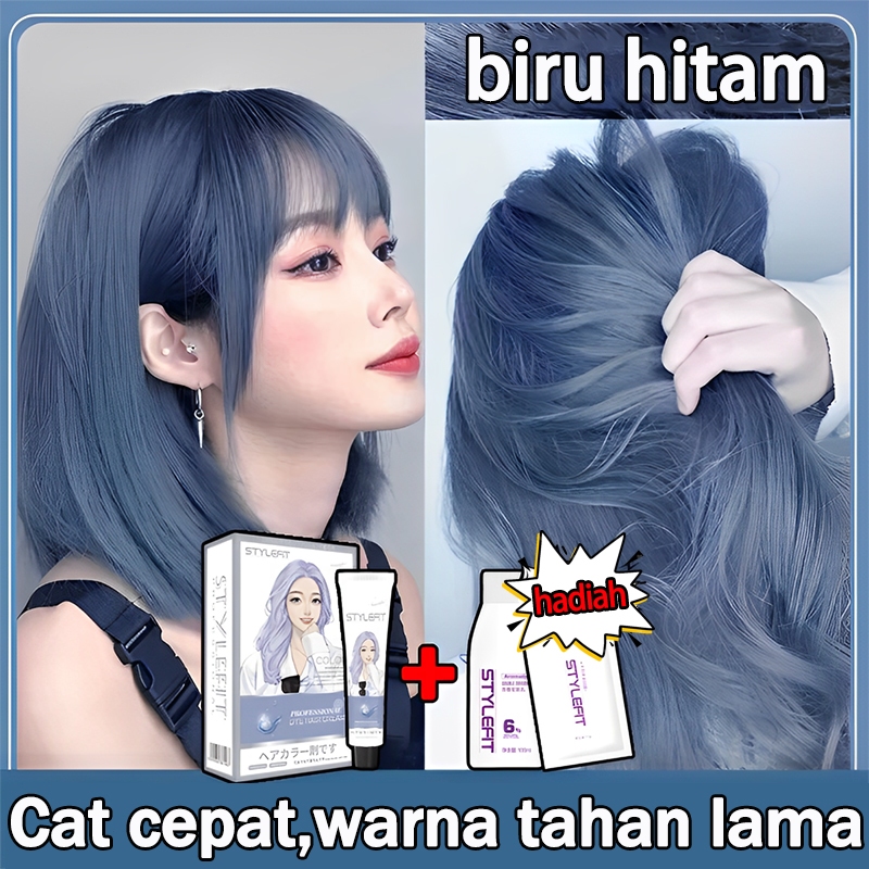 Jual 【Pengiriman cepat】STYLE FIT cat rambut biru hitam*200ml Tidak ...