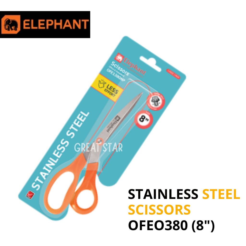 Jual Gunting Elephant Stainless Steel Scissors OFE0380 (8" ) | Shopee ...
