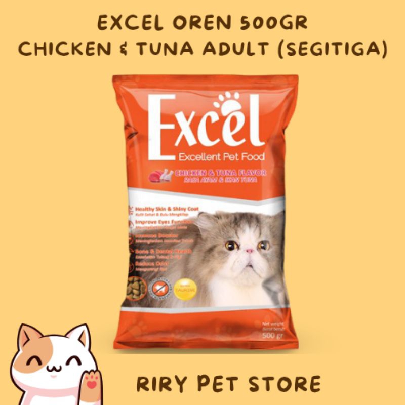 Jual Excel Oren 500gr Rasa Chicken & Tuna Adult Bentuk Segitiga ...