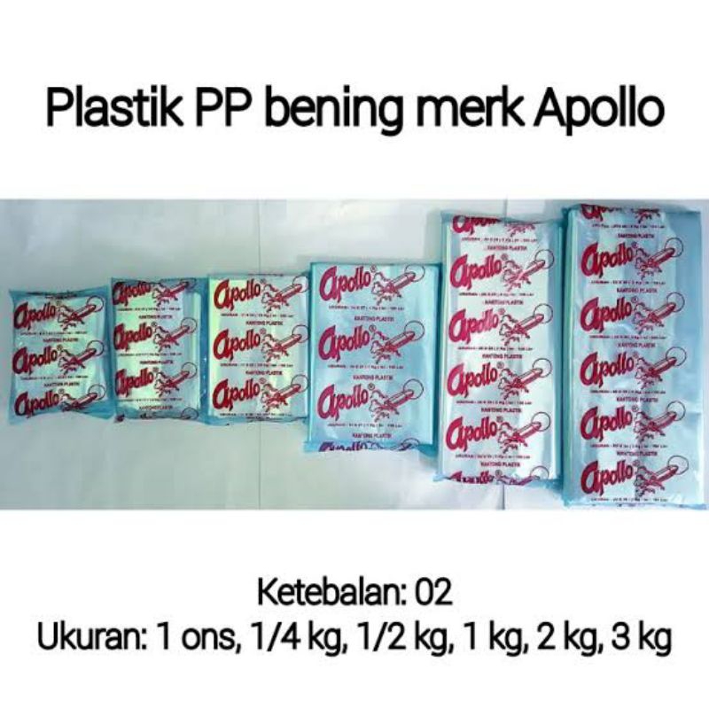 Jual PLASTIK APOLLO BENING UKURAN 1/4 KG | 1/2 KG | 1 KG | 2KG | Shopee ...
