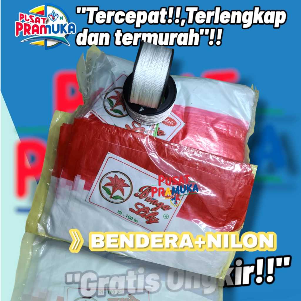 Jual [Isi 100 lembar] Bendera plastik indonesia merah putih + nilon ...